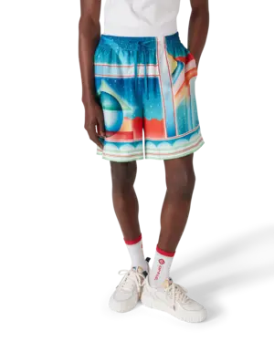 Casablanca Galaxy Court Silk Shorts - Multicolor