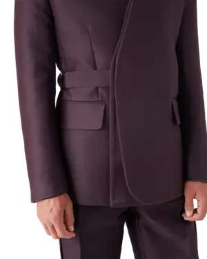 Casablanca Wool Silk Blend Tailored Wrap Jacket
