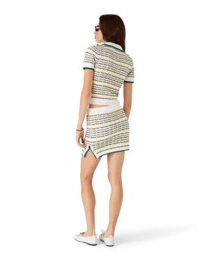 Casablanca Cotton Tuck Stitch Knit Mini Skirt - Multicolor