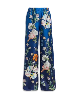 Casablanca Silk Printed Wide Leg Trousers - Multicolor