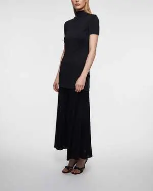 JIL SANDER Fluid Viscose High-neck Midi Dress