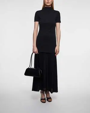JIL SANDER Fluid Viscose High-neck Midi Dress