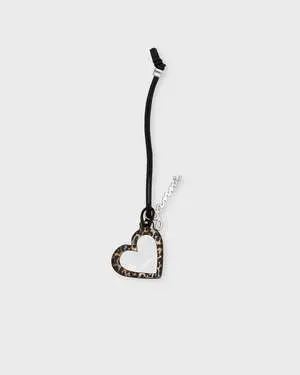 GANNI Bou Heart Mirror Bag Charm - Leopard