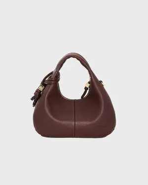 GANNI Grained Mini Hobo Bag - Brown
