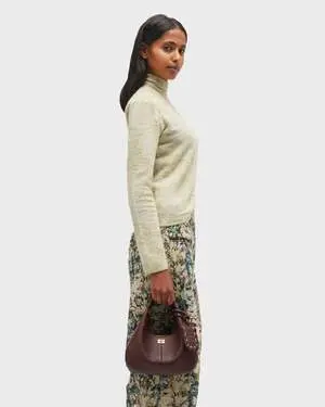 GANNI Grained Mini Hobo Bag - Brown