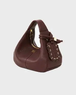 GANNI Grained Mini Hobo Bag - Brown