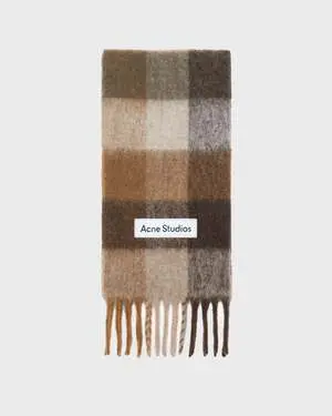 Acne Studios Check Fringe Scarf - Brown