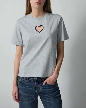 CLOEYS Heart T-shirt - Light Grey
