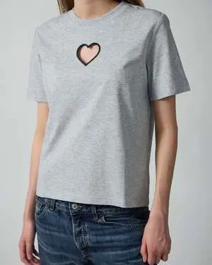 CLOEYS Heart T-shirt - Light Grey