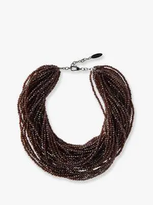 Brunello Cucinelli Glass And Silver Necklace - Brown