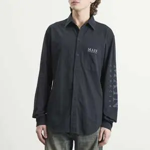 Balenciaga Main Character' Print Long Sleeve Shirt - Faded Black