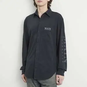 Balenciaga Main Character' Print Long Sleeve Shirt - Faded Black