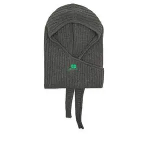 GANNI Core Future Wool Knit Balaclava - Charcoal Grey