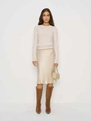 REFORMATION Layla Silk Knee Length Skirt - Ivory
