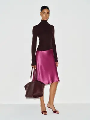 REFORMATION Layla Silk Skirt - Pink
