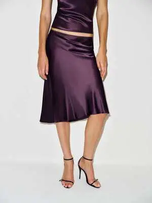 REFORMATION Layla Silk Skirt - Purple