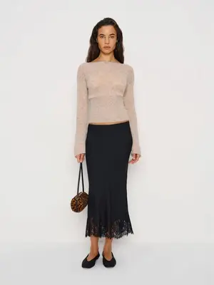 REFORMATION Carolina Lace Skirt - Black