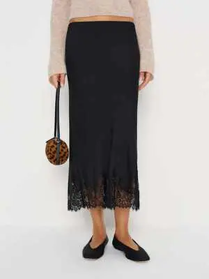 REFORMATION Carolina Lace Skirt - Black