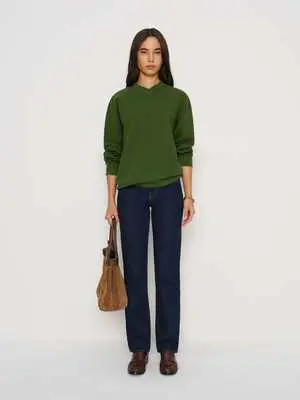 REFORMATION Bowie V Neck Sweatshirt - Green