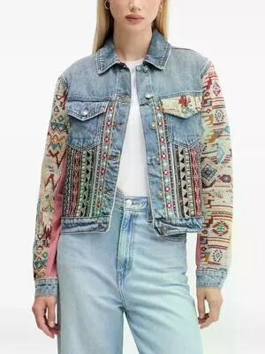 DESIGUAL Embroidered Denim Trucker Jacket