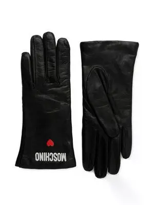Moschino Heart-motif Logo Gloves - Black