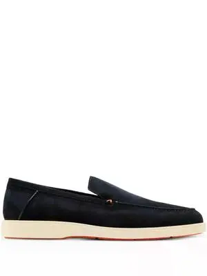 Santoni Suede Loafers With Stitch Detailing - Blue