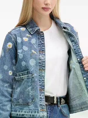 Desigual Floral-embroidered Denim Jacket