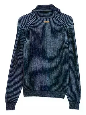 Jacob Cohen Striped Ribbed-knit Cardigan - Blue