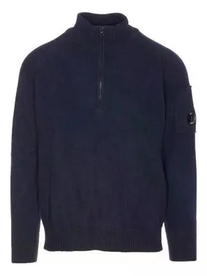 C.P. COMPANY Zip-neck Sweater With Logo Patch