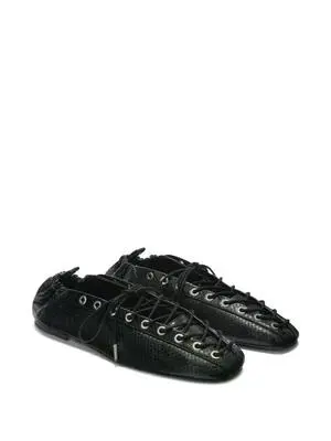 GANNI Eyelets Lace-up Ballerina Flats - Black
