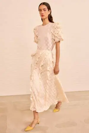 Ulla Johnson Poppy Ruffle Midi Skirt - Conch