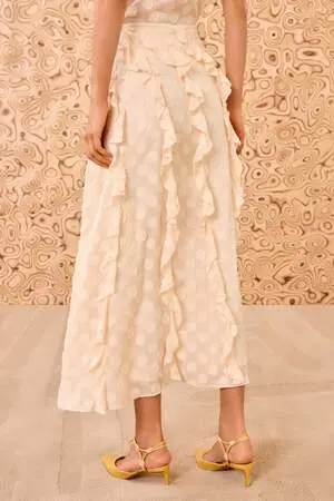 Ulla Johnson Poppy Ruffle Midi Skirt - Conch