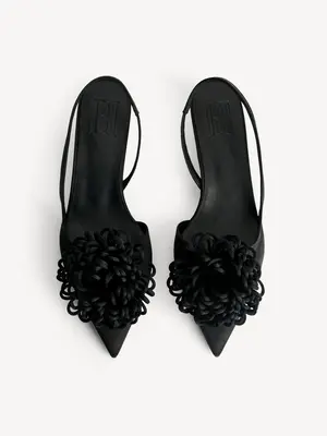BY MALENE BIRGER Laiolo Satin Slingback Kitten Heels