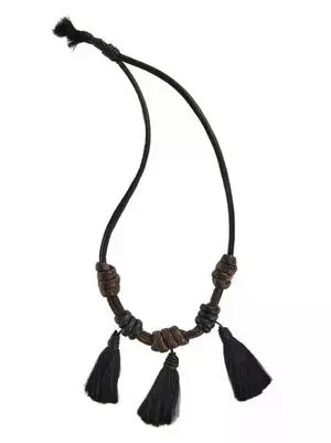 Johanna Ortiz Leather-knotted Tassel Necklace - Black