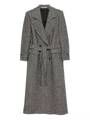 Tagliatore Herringbone Pattern Belted Coat