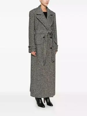 Tagliatore Herringbone Pattern Belted Coat