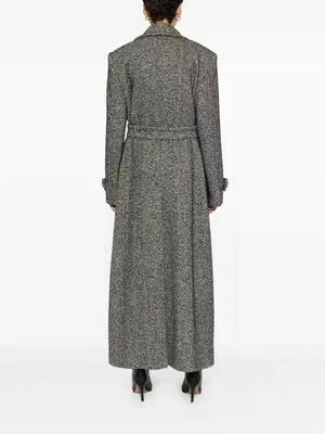 Tagliatore Herringbone Pattern Belted Coat