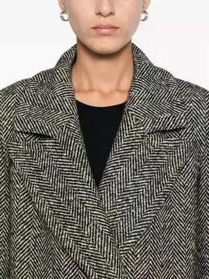 Tagliatore Herringbone Pattern Belted Coat