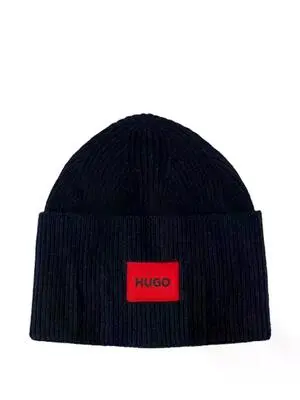 BOSS Ribbed Knit Beanie - Blue