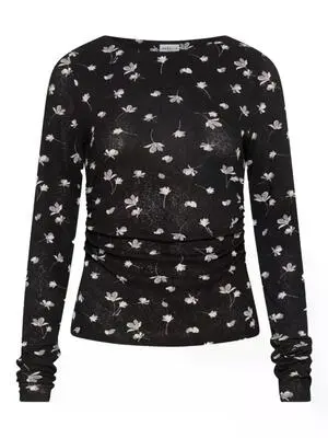 Marella Floral-print Ruched Jumper - Black