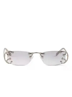 Prada Metal-frame Rectangle Sunglasses - Silver