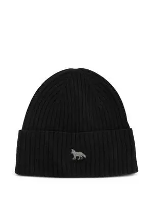 Maison Kitsuné Baby Fox Ribbed Beanie - Black