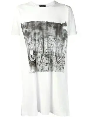 Comme Des Garçons Long Printed T-shirt - White