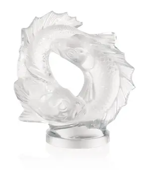 Lalique Crystal Double Fish Sculpture - Clear