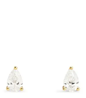 Harrods Diamond Pear Stud Earrings - Gold