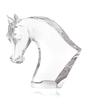 Lalique Crystal Horse Head Sculpture - Clear