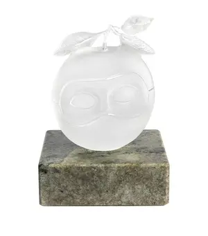 Lalique X René Magritte Right Masked Apple Sculpture - Clear