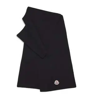 Moncler Wool Logo Scarf - Black