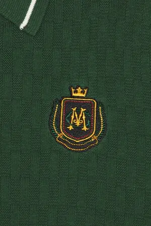 MALBON Crest Knit Polo In Green - Myrtle
