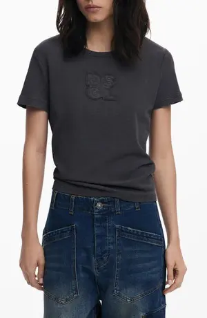 Desigual Logo Patch Stretch Cotton T-shirt